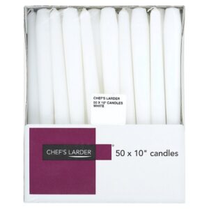 Chef's Larder 10" White Candles x 50 - Royale Heritage